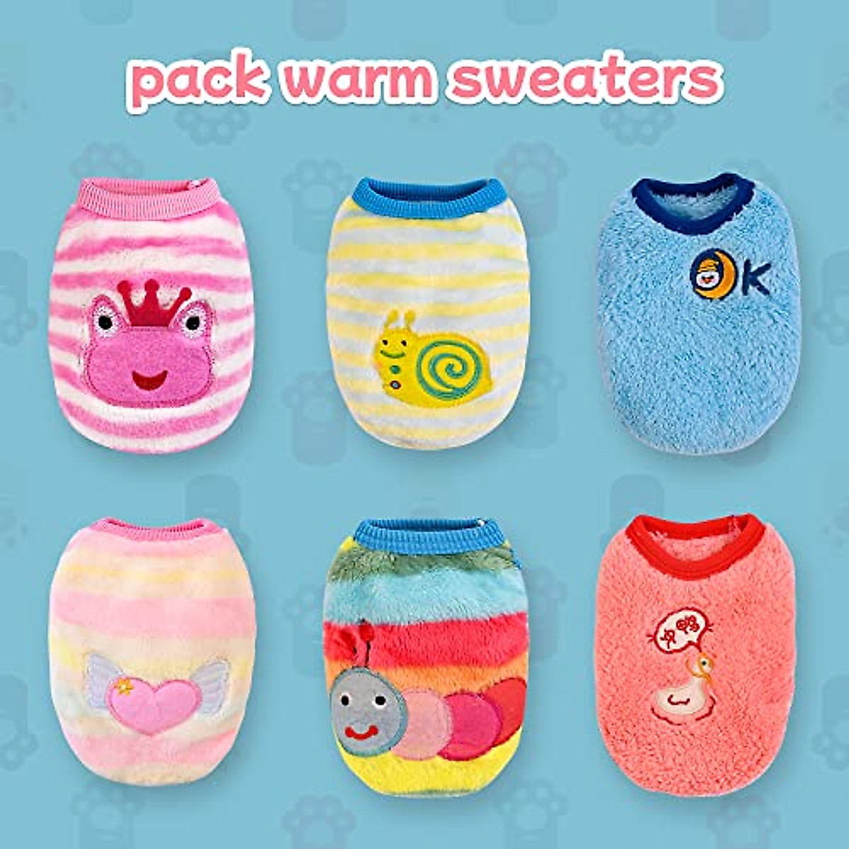 Dog Sweaters for Small Dogs, Rabbit Cat,Guinea Pig,Puppy Clothes for Christmas Winter Warm Cute Pet Sweaters, Fleece Puppy Sweater for Chihuahua Teacup Yorkie,6 Pieces for Small Animal Vest (X-Small)