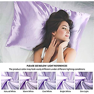 So Cal Pro Satin Pillowcase for Hair and Skin Silk Pillow Case 2 Pack, Queen Size (20x30 inches) Slip Cooling Set of 2 with Envelope Enclosure (Lavender)