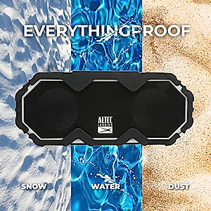 Altec Lansing Mini LifeJacket Jolt Bluetooth Speaker with Qi, Wireless, Waterproof, Portable, Speakers, Loud Volume, Strong Bass, Rich Stereo System, Microphone, 16 Hour Battery, 100 ft Range, Gray