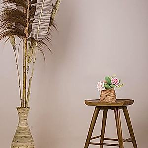 Operitacx Woven Pen Container Rattan Pencil Holder Wicker Pen Cup Rattan Vase Makeup Brushes Holder Desktop Sundries Organizer Container Box for Office Home Utensil Cutlery