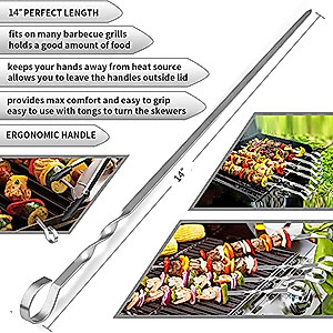 8Pack Marshmallow Roasting Sticks Telescopic 32inch & 8Pcs 14'' Long Kabob Skewers Stainless Steel Barbecue Skewers Grilling Set - Extendable Smores Fork BBQ Fire Pit Sticks Kit for Campfire, Sausage