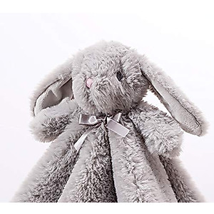 CREVENT Cozy Plush Baby Security Blanket Loveys for Baby Boys and Girls, Faux Fur Front + Mink Backing with Animal Face (Grey Bunny)