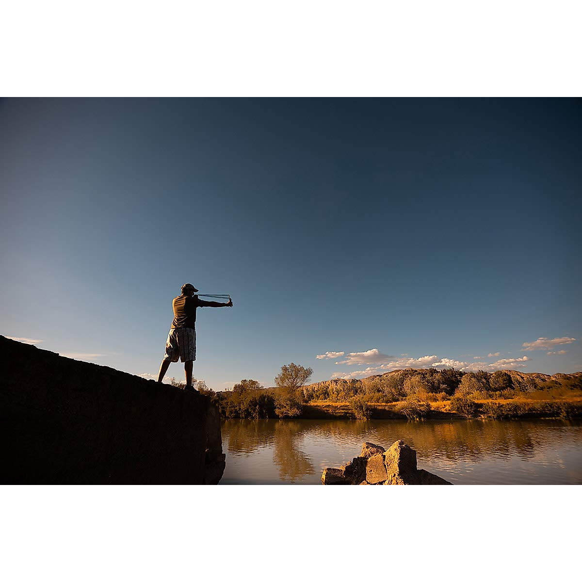 NOBONDO Strong Folding Slingshot - Powerful Adjustable SlingShot Rocket with Wrist Brace Hunting Survival Catapult with 2 Rubber Bands and 100 Ammo Balls