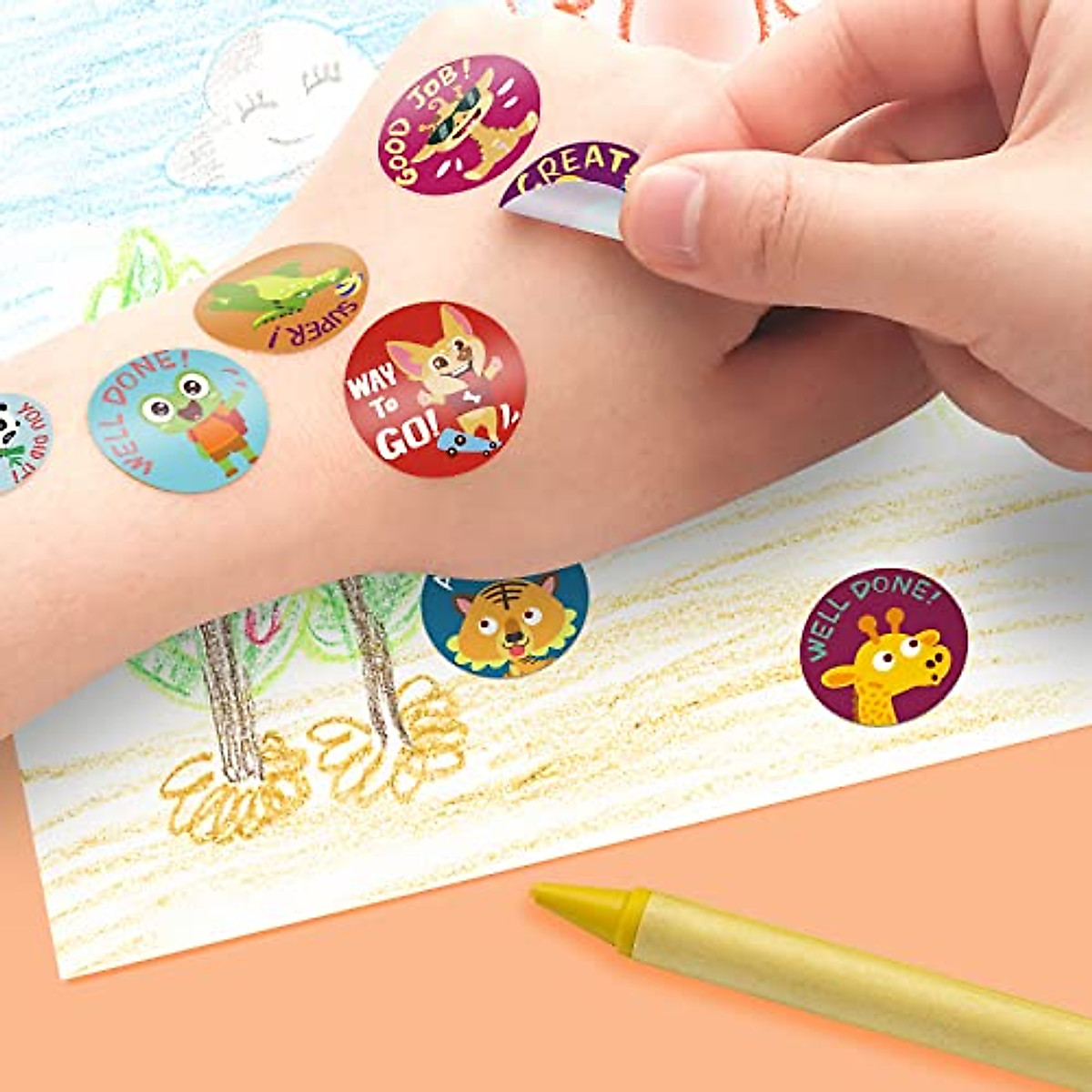 1000 Kids Reward Stickers | Fun Animal Designs | Teacher Supplies