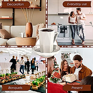 Porcelain Espresso Cups Set of 4 with Saucers - Comes with a Complimentary Espresso Drink Poster - Modern Dishwasher Safe Espresso Cup Set in Gift Box for any Occasion - 3.5 oz each, Ivory White.