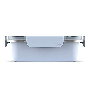 Ello Stainless Steel Rectangle Food Storage Meal Prep Lunch Container with Leak-Proof Lids, 4 Cup, Dusty Blue
