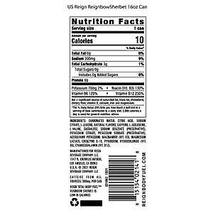 REIGN Total Body Fuel, Reignbow Sherbet, Fitness & Performance Drink, 16 Fl Oz (Pack of 12)