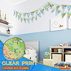 Gueevin 100 ft 120 Pieces Travel Themed Decorations Bon Voyage Map Banner Around The World Decorations for Retirement Going Away Farewell Baby Shower Birthday Graduation Career Change Party Supplies