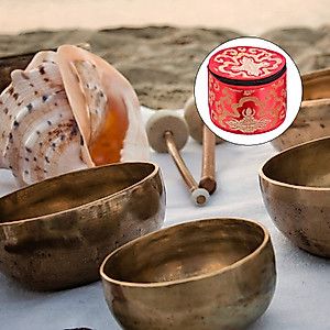 Tibetan Singing Bowl Bag Zipper Buddhist Meditation Bowl Tote Holder Portable Travel Outdoor Chanting Bowl Storage Case 12X9.5CM (Random Color)