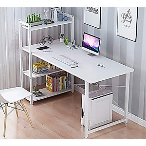 Computer Desk with Shelves,Modern Writing Desk with Storage Bookshelf Reversible Study Office Table,Study Desk Writing Table for Home Office