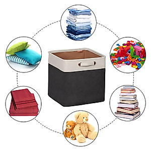 Kntiwiwo Foldable Storage Bin Collapsible Basket Cube Storage Organizer Bins with Dual Carry Handles for Home Closet Nursery Drawers Organizer (13" x 13" x 13", Black)