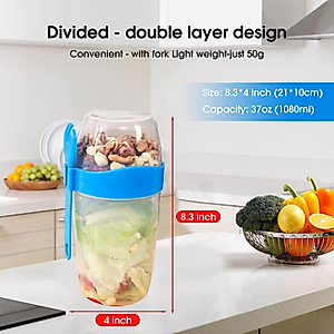 ABEFHELM 4 Pack Breakfast On The Go Cups Cereal Yogurt Cups with Lids and Spoon Reusable Oatmeal Cup for Breakfast, Cereal, Milk, Fruit, Small Snacks