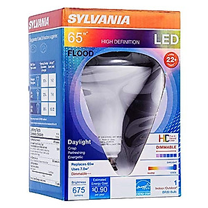 LEDVANCE 40028, Mediun, Daylight Sylvania LED BR30 Light Bulb, 65W Equivalent, Medium Base, Dimmable, 7.5W, 675 Lumen, Color 5000K, 1 Pack