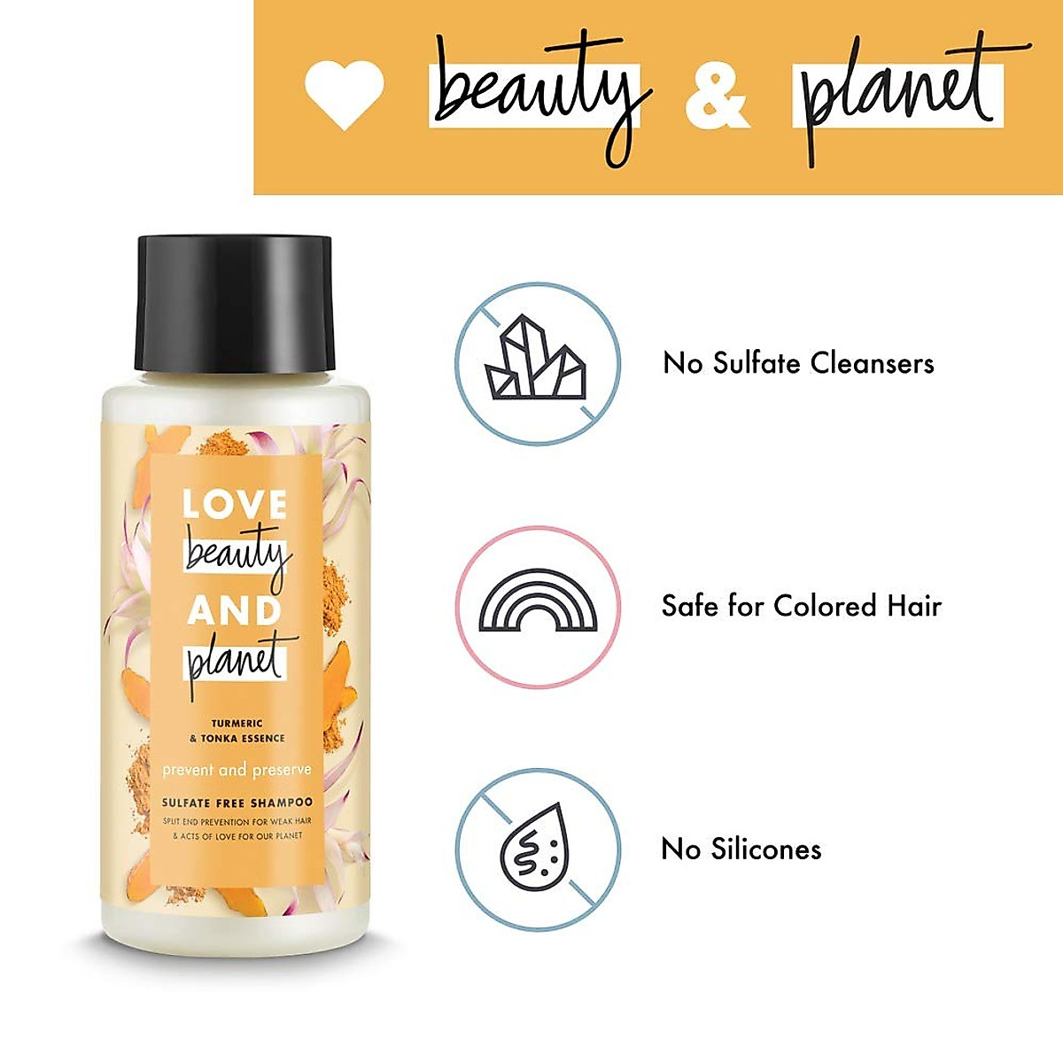 Love Beauty And Planet Turmeric & Tonka Essence Prevent and Preserve Shampoo 400 mL
