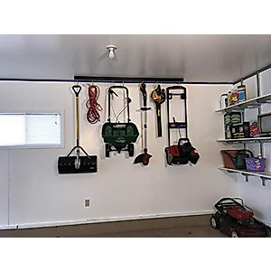 Titan Track Adjustable Overhead Garage Ceiling Storage Rack (74" Length) Holds 50lbs. per Hook, Plus 1 Additional Hook per Track Free
