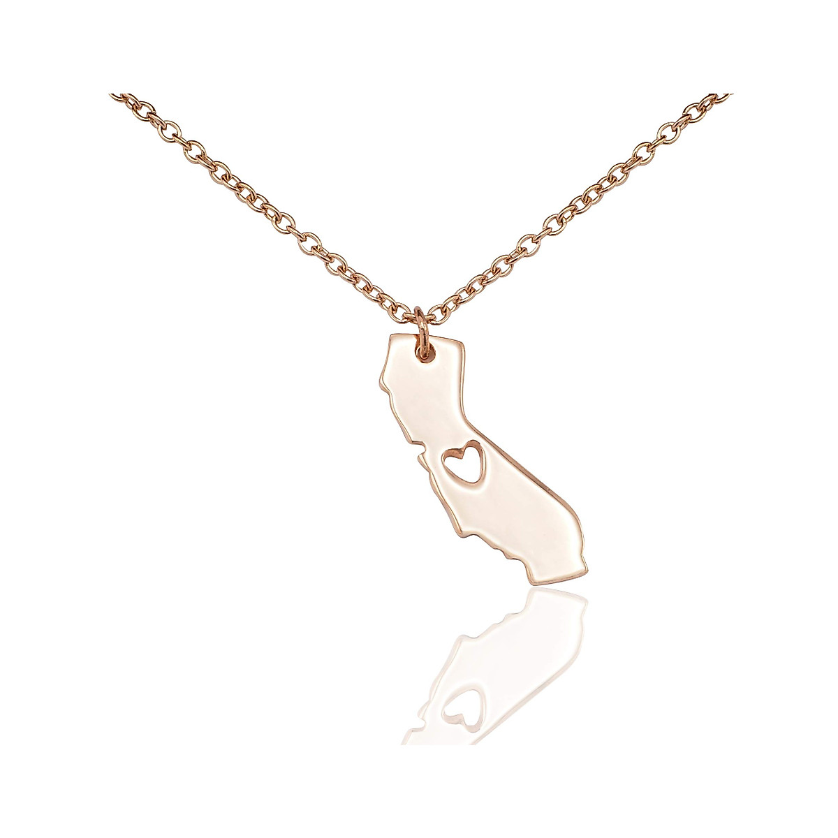 quan jewelry California State Necklace, Handmade California Map Pendant Charm, Inspirational Necklace with Greeting Card (Rose Gold Tone)