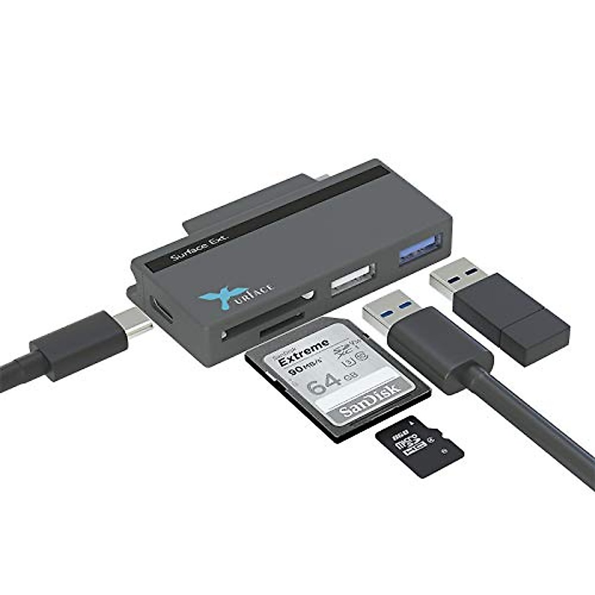 Imedia IMD-SGO346 Docking USB3.0 Hub & Reader+PD for SurfaceGo Gun Metallic Surface Go Series/IMD-SGO346
