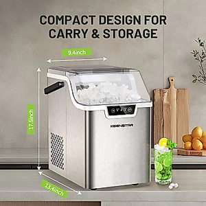 KEENSTAR Nugget Countertop Ice Maker with Soft Chewable Ice, Pebble Sonic Ice Machine with Basket and Scoop, Ready in 5 Mins, 40Lbs/24H, Auto Self-Cleaning, for Home, Kitchen, Office, Party, Camping