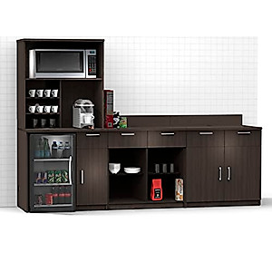 Breaktime Coffee Break Lunch Room Furniture Buffet Model 3257 4 Piece Group Color Espresso - Factory Assembled (NOT RTA) Furniture Items ONLY.