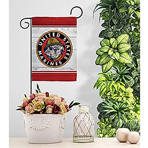 Breeze Decor Marine Bulldog Garden House Flag Set Armed Forces Corps USMC Semper Fi United State American Military Veteran Retire Official Decoration Banner Small Yard Gift Double-Sided, Made in USA
