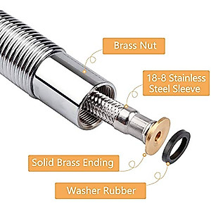 KWODE Pre-rinse Hose 44" Flexible Stainless Hose Replacement Kit For Commercial Kitchen Sink Faucet On Compartment Sinks with Spray Valve