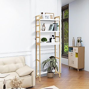 Axeman Over The Toilet Storage, 3-Tier Freestanding Storage Rack Bathroom Organizer Space Saver Above Toilet Stand W/Adjustable Shelves, Fit Most Toilets, Easy Assembly, White