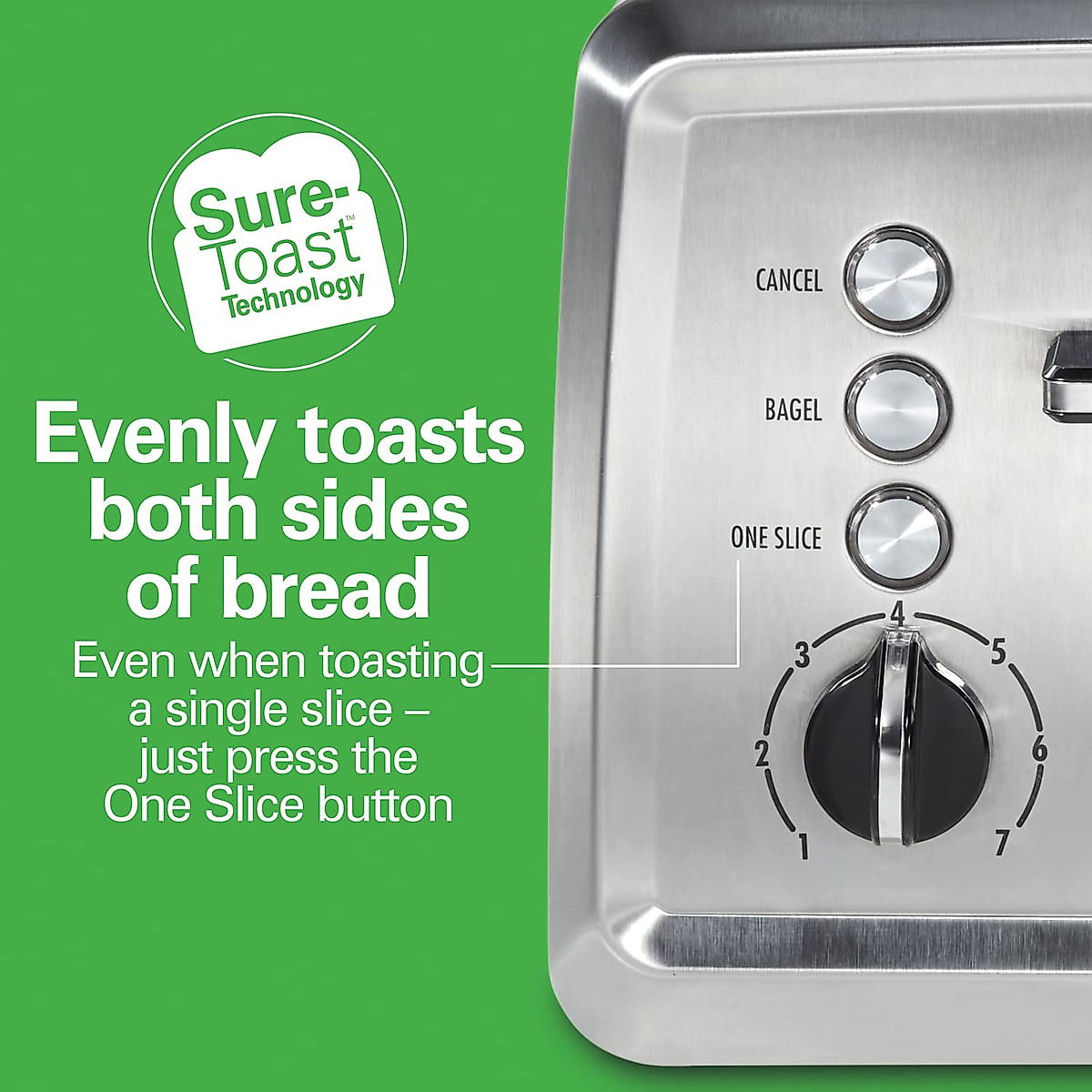 Hamilton Beach 4 Slice Toaster with Extra-Wide Slots, Bagel Setting, Toast Boost, Slide-Out Crumb Tray, Auto-Shutoff & Cancel Button, Stainless Steel (24798)