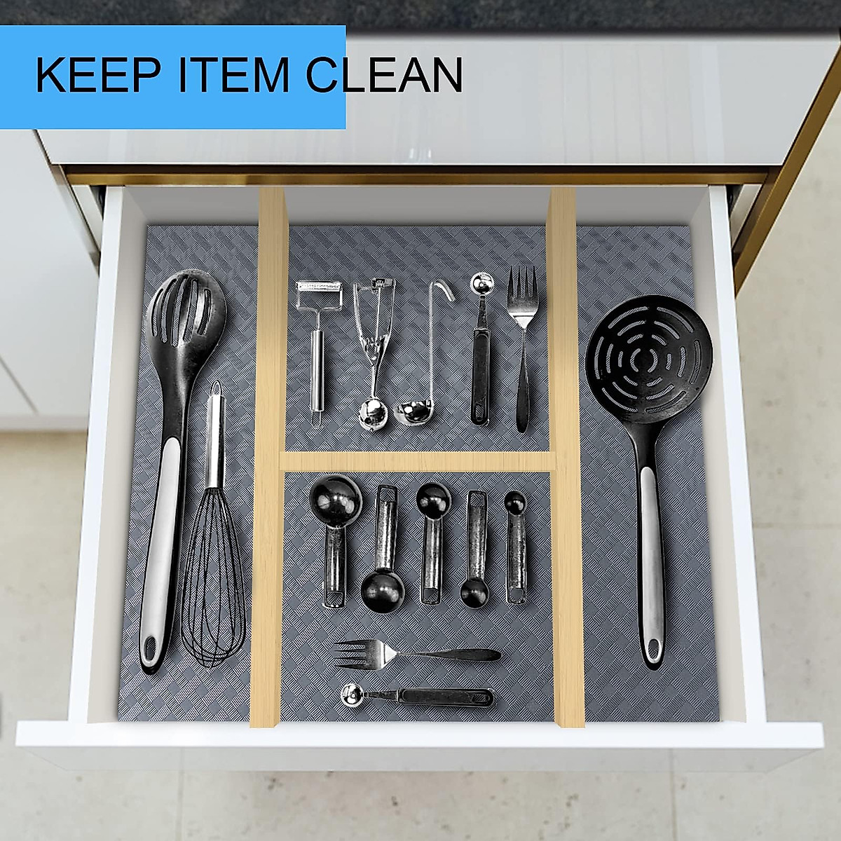 FEXIA Shelf Liner for Kitchen Cabinets, 17.5 Inch x 20 FT(240 Inch) Non Adhesive Cabinet Liner, Drawer Liners, Refrigerator Liners, Washable Oil-Proof Fridge Pads Shelves Drawer (Gray)