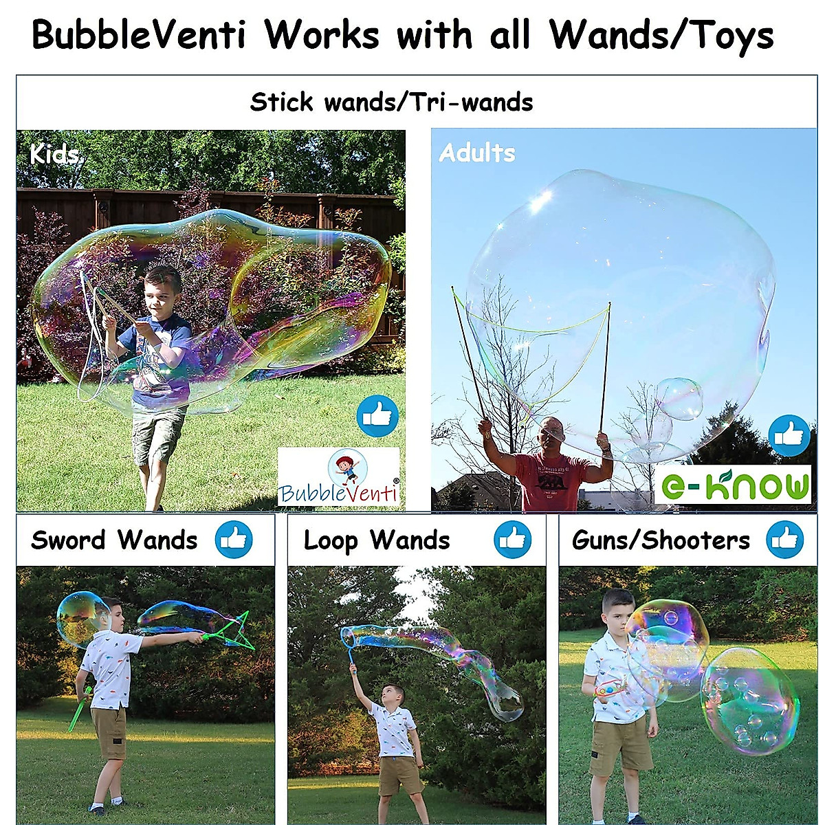 Bubbleventi Giant Bubble Mix | Made in USA |100% Vegan Non-Toxic Powder Makes 10 Gallons of Premium, Big Bubble Solution for kids’ STEM fun | Use in Bubble Wands + Machines