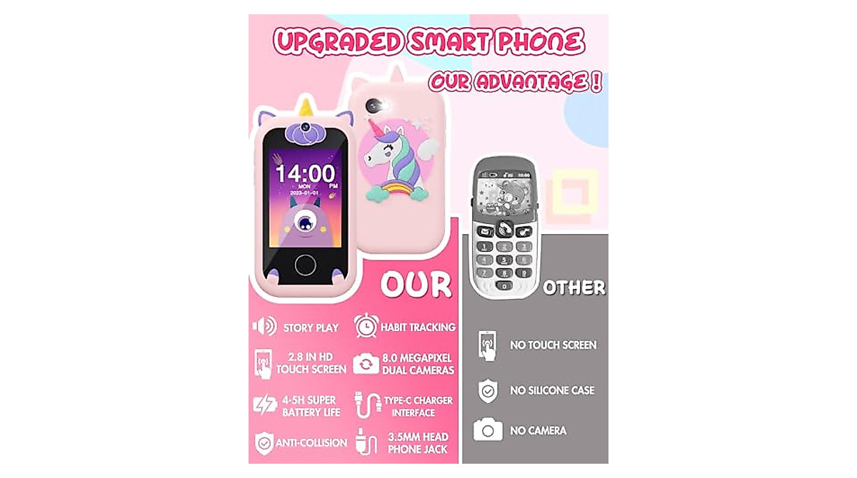 Joozfee Kids Smart Phone for Girls - Unicorn Learning Toy