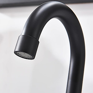 Phiestina 8 Inch 3-Hole Low-Arch 2-Handle Widespread Bathroom Faucet with Valve and Metal Pop-Up Drain Assembly,Matte Black, WF15-1-MB