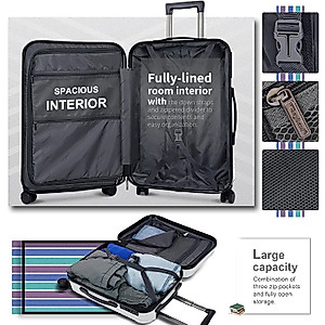 Hard Case Luggage 2 Piece Sets Carry On Luggage Lightweight With Spinner Wheels Rolling Suitcase 22x14x9 Airline Approved PC+ABS TSA Lock Hardshell Travel Carry On Hardside 14/20 Inch 2PCS,White