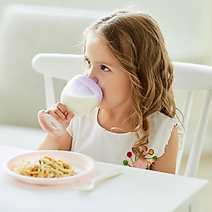 Plastic Goblet Cup, Baby Sippy Cup Wine Glass, Beverage Mug Milk Bottle with Lid for Kids Birthday Party or Celebration (over 8 months)