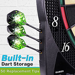 Electronic Dart Board, Soft Tip Dartboard Set with 6 Darts 50 Soft Tips, LCD Display, Power Adapter, Throw Line