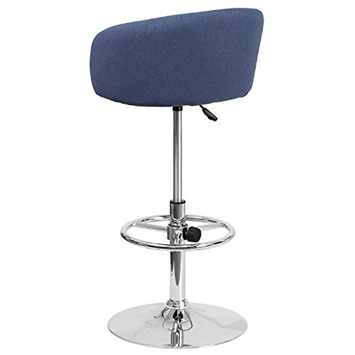 Flash Furniture Luis Contemporary Blue Fabric Adjustable Height Barstool with Barrel Back and Chrome Base