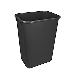Storex Large Waste Basket 15.5 x 11 x 20.75 Inches, Black (STX00700U01C)