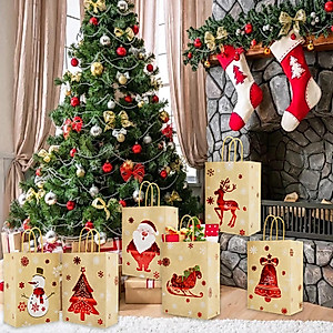 U-PTY 24PCS Christmas Paper Gift Bags with Handles for Holiday Treats and Party Supplies