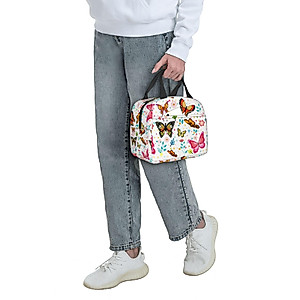 BLUBLU Insulated Lunch Bag for Women, Cooler Tote Reusable Lunch Box Container For Work Office Travel Picnic Butterfly