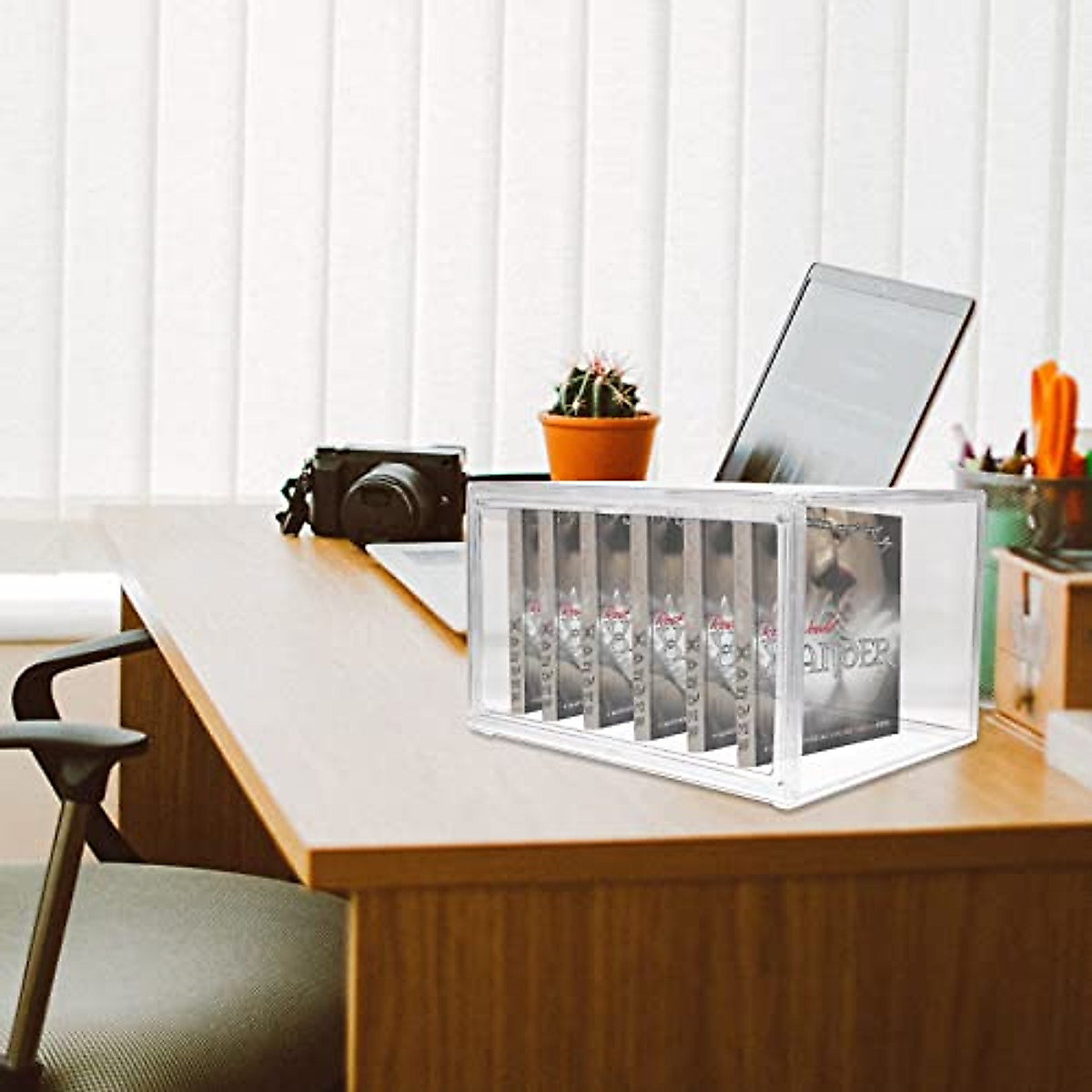 COLLBATH Supplies Case Stationery Lids Acrylic Book Trinkets for Shoe Home Boys Display Bookshelf Clear with Large Collapsible Desk Transparent Convenience Bookrack Folder Toy Crate