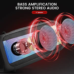 Pyle Wireless Portable Bluetooth Boombox Speaker - 120W Rechargeable Boom Box Speaker Portable Barrel Loud Stereo System - Flashing LED, FM Radio/Aux/MP3/USB Flash Drive/Micro SD, & 1/4" PPHP42B,Black