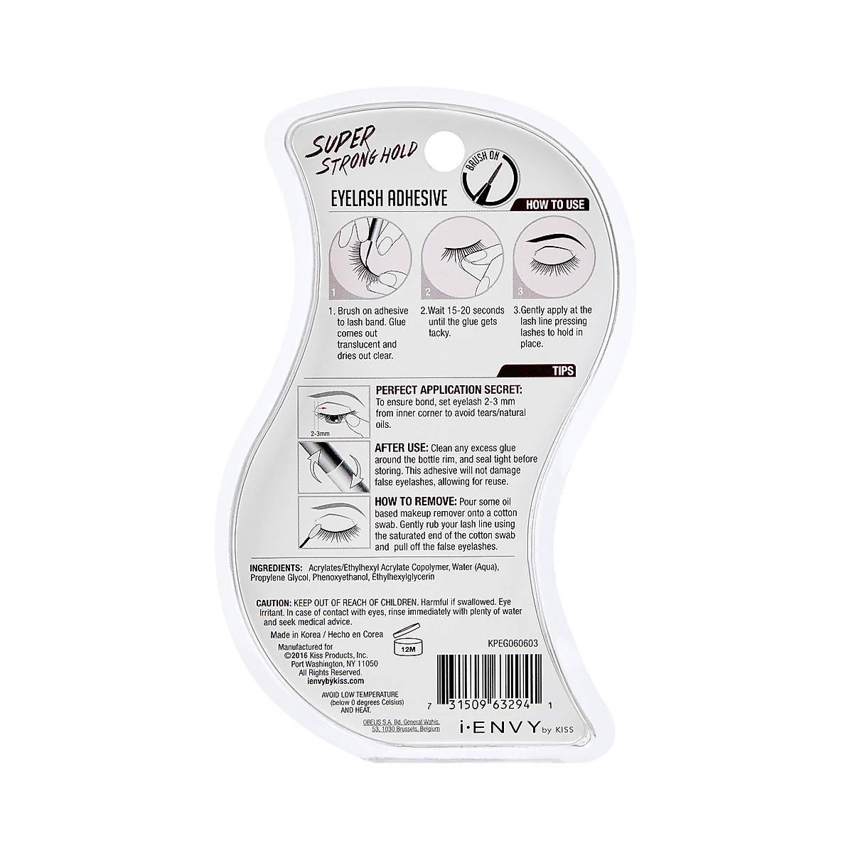 i-ENVY By KISS Super Strong Hold Eyelash Adhesive, Waterproof Long-Lasting Strip Lash Glue, Natural-Looking Allergy & Latex Free with Brush Applicator (Clear, 3 PACK)