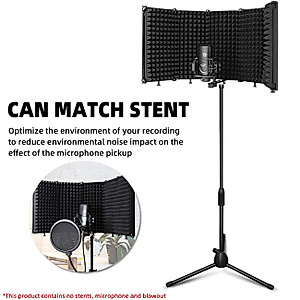 Depusheng 5 Panel Foldable Studio Microphone Isolation Shield Recording Sound Absorber Foam Panel