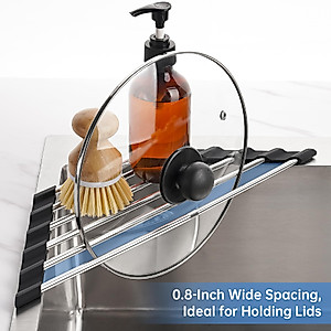 Tomorotec 17.7" x 15.5" Roll Up Foldable Dish Drying Rack, Rollable Dish Racks Multipurpose Anti-Corrosion 304 Stainless Steel Over Sink Kitchen Drainer Rack for Cups Fruits Vegetables (Green)