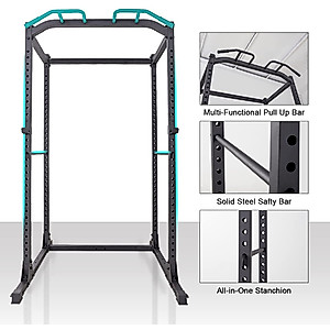 papababe Power Cage, Squat Rack 1200lb Capacity with 2 Extra J-Hooks for Strength Training