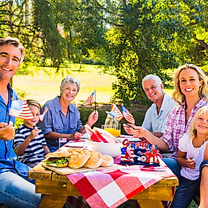 Frienda 3 Pcs 4th of July Table Decoration Patriotic Centerpiece Fourth of July Wooden Sign Independence Day Table Sign American Flag for Freedom Faith Table Decoration for Memorial Day Home Decor