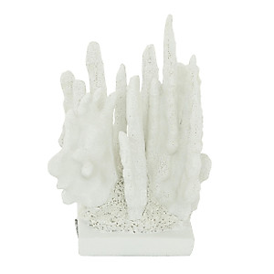 Deco 79 Polystone Coral Decorative Sculpture Home Decor Statue, Accent Figurine 7" x 6" x 10", White