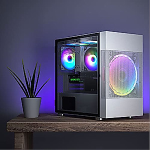 Vetroo M01 Compact M-ATX Mesh Gaming Pc Case, Pre-Installed 200mm Rainbow Fan, Door Opening Tempered Glass Panel Design, Air-Water Cooling Ready