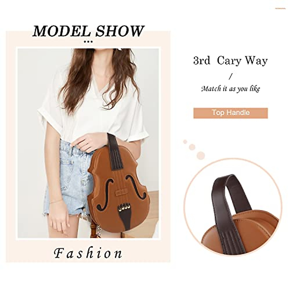 Oweisong Women Music Tote Bag Violin Purse Backpack Novelty Leather Piano Shoulder Crossbody Bag Handle Handbag for Ladies