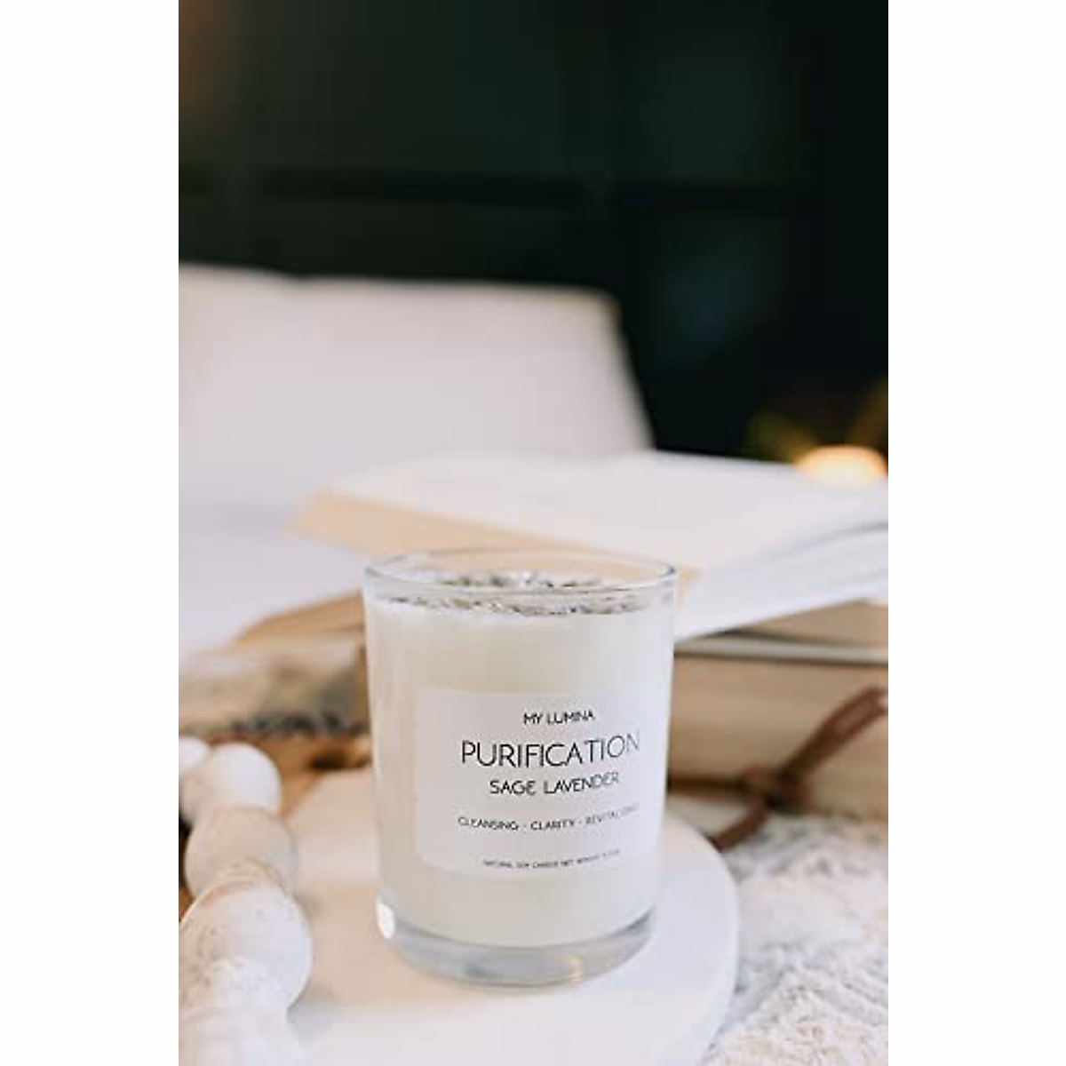 My Lumina Purification Sage Lavender Candle - Smudging Chakra Balancing Healing Candle Natural Soy Wax - White Sage Natural Scented Purifying Candle for Aromatherapy