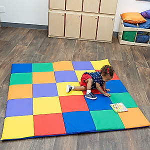 Children's Factory Patchwork Crawly Mat, Cushioned Floor Mat for Kids, Daycare Mat for Babies